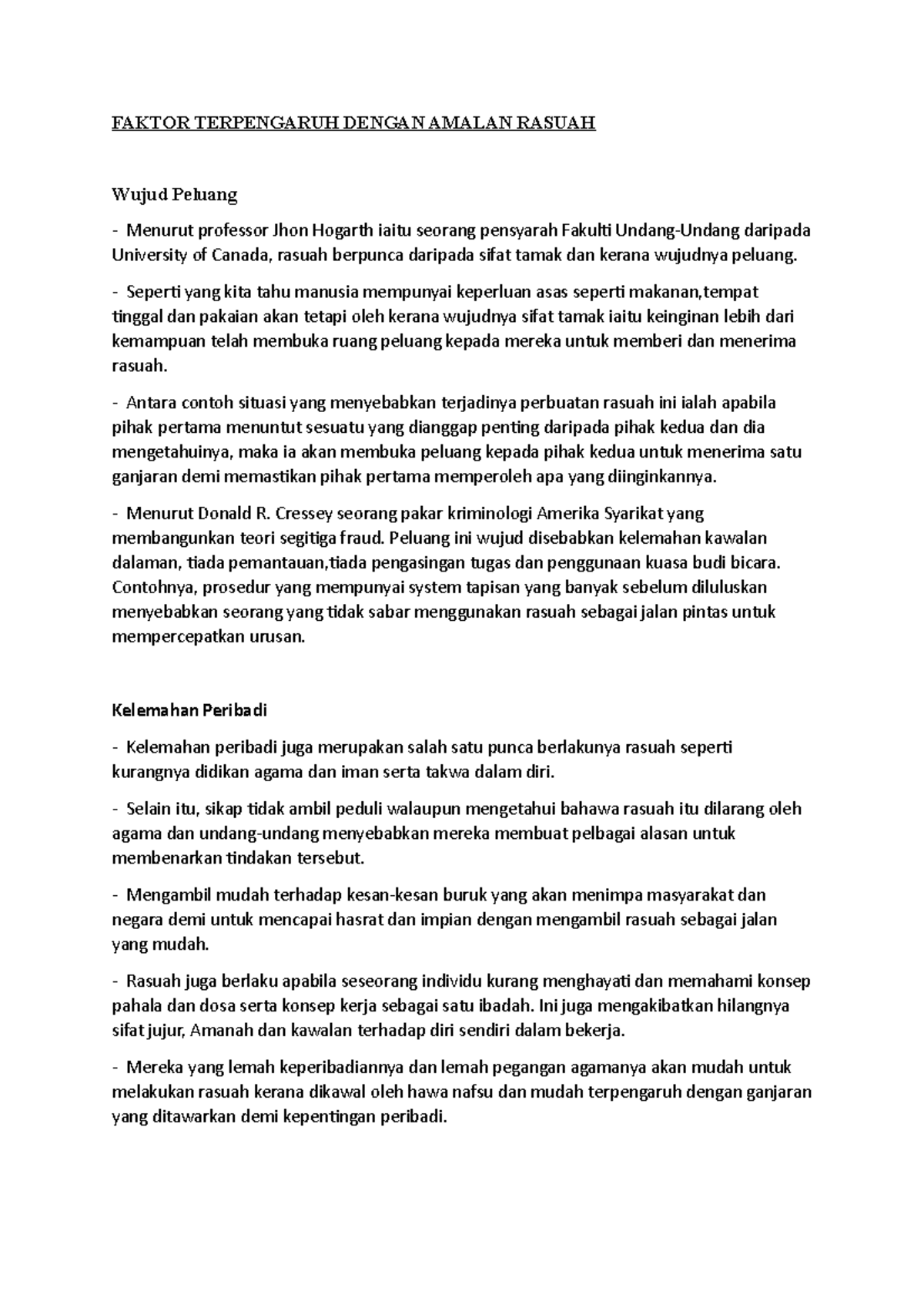 Faktor Terpengaruh Dengan Amalan Rasuah Ali - FAKTOR TERPENGARUH DENGAN ...