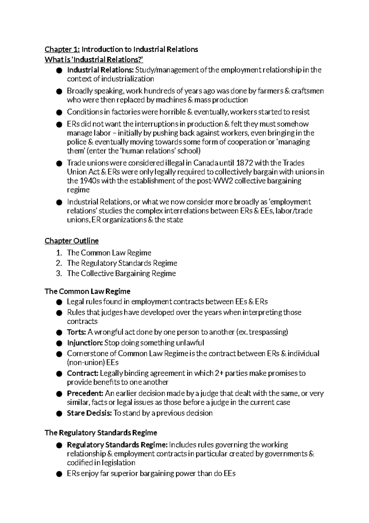 Industrial Relations - Week 1 - Chapter 1: Introduction to Industrial ...