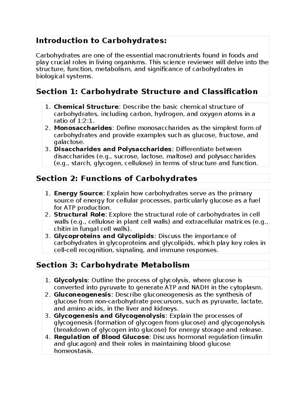 Introduction to Carbohydrates - Introduction to Carbohydrates ...