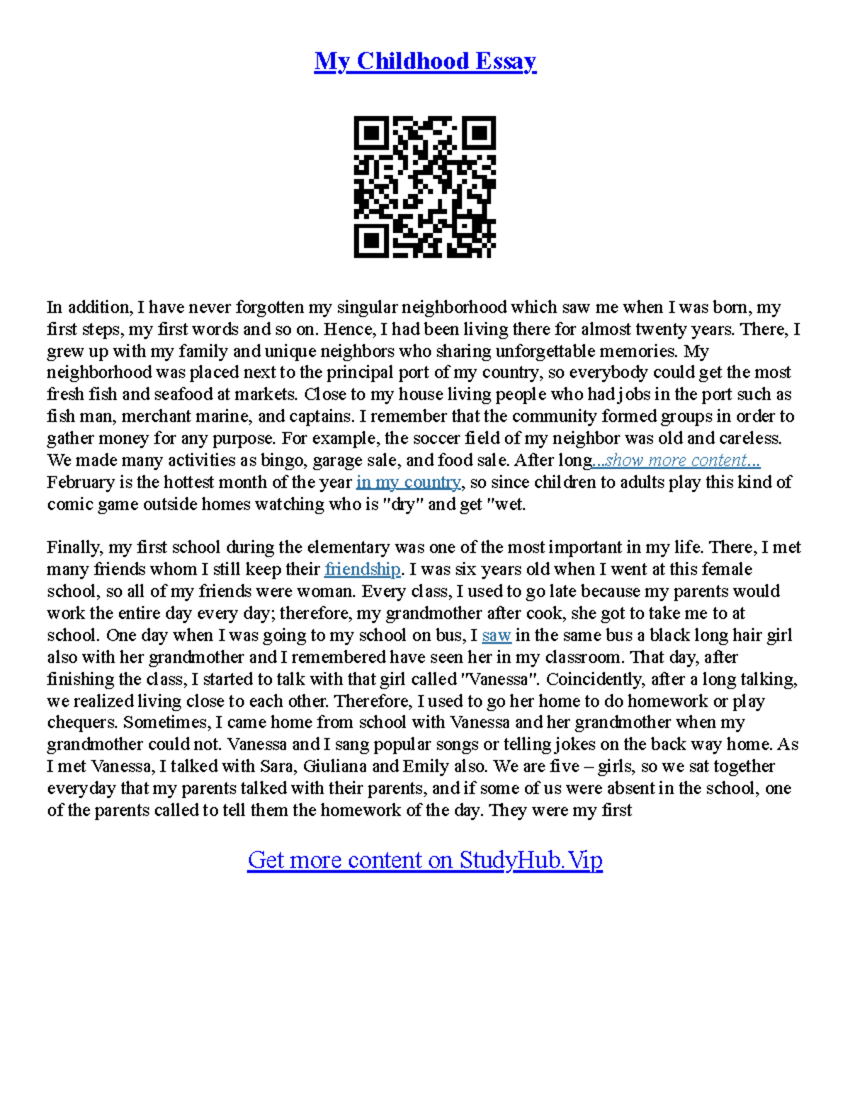 Essay On Children Day - My Childhood Essay In addition, I have never ...