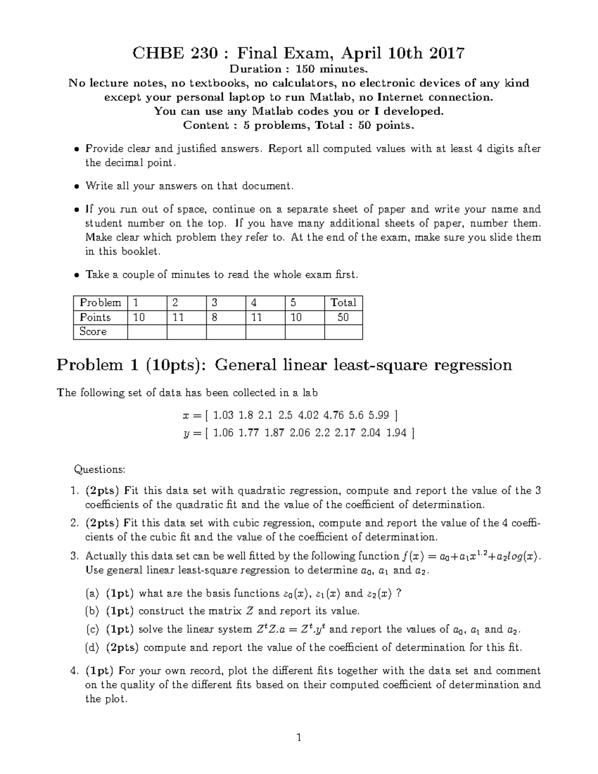 Final 2017 - CHBE 230 : Final Exam, April 10th 2017 Duration : 150 ...