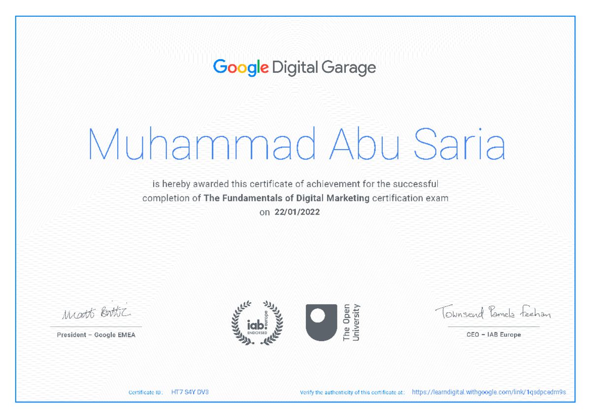 Certificate - Digital Image Processing - Muhammad Abu Saria 22/01/ V3 ...