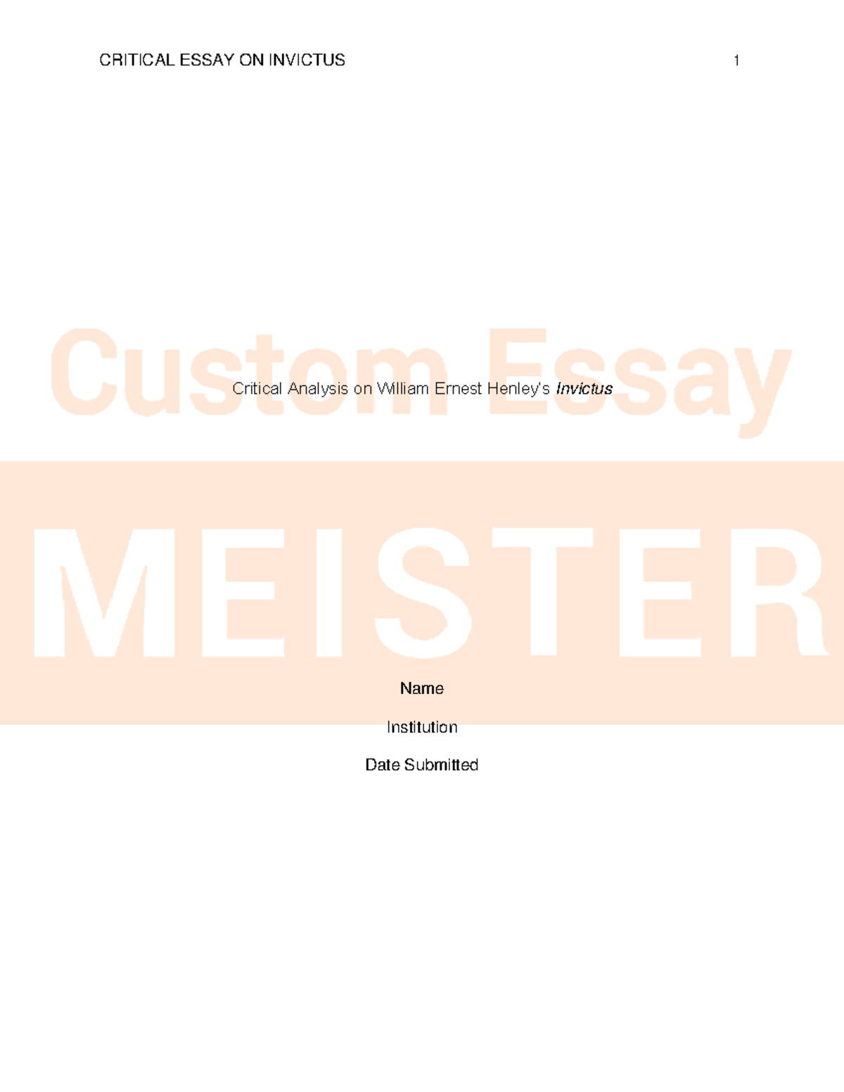 Invictus summary by famous poet Ernest Henley in 1875 known as his ...