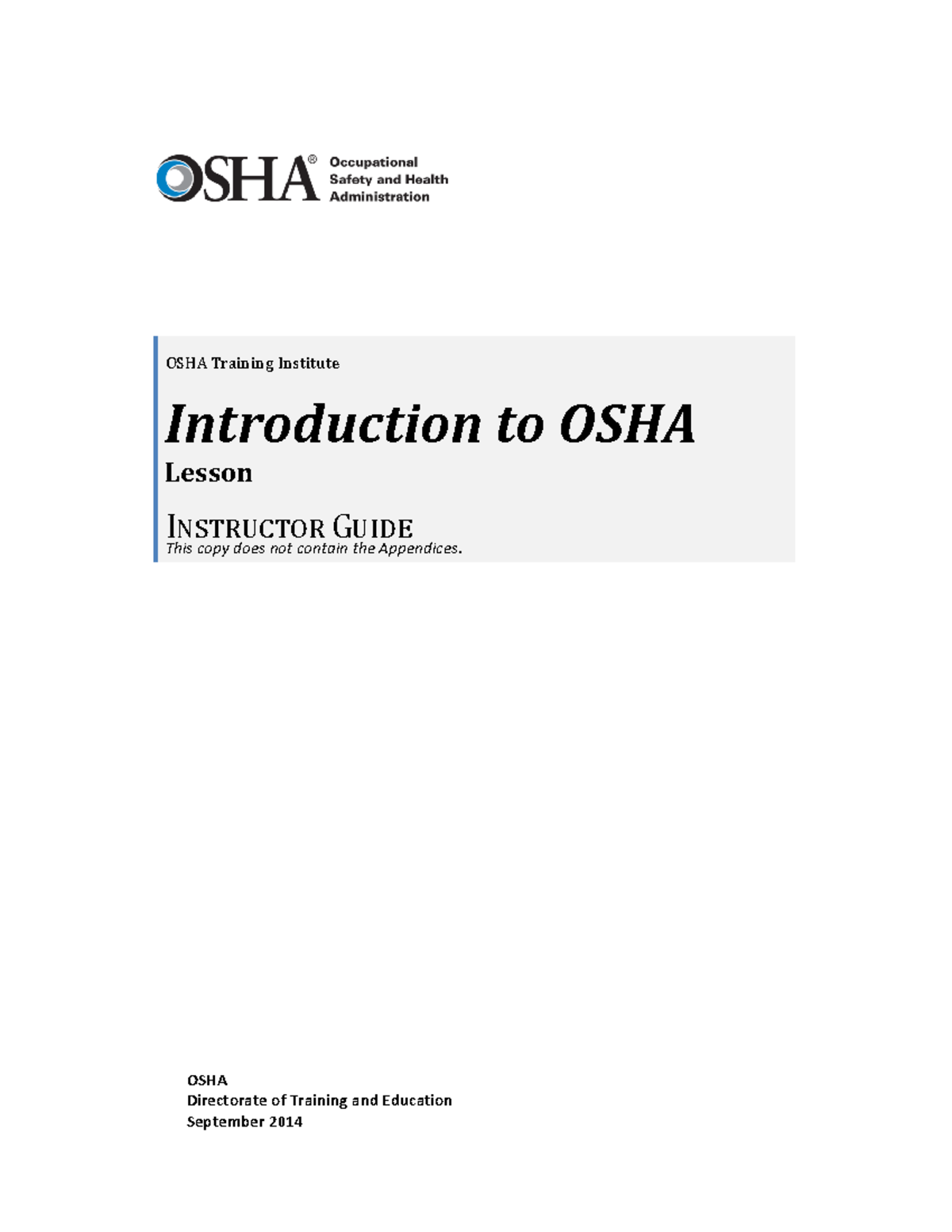 Osha introduction guide - giving guidance on OSHA in details and ...