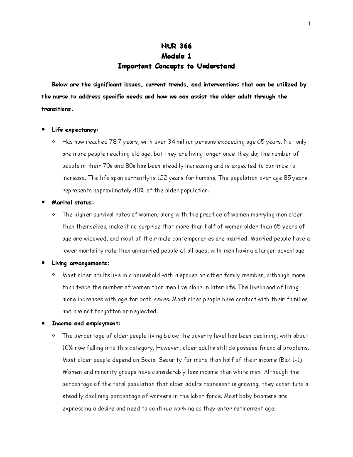 Module 1 Concepts to Understand 2023 - NUR 366 Module 1 Important ...