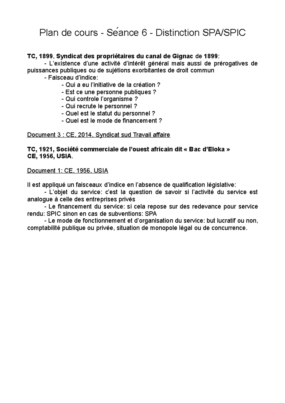 Plan de cours - Séance 6 - Distinction Spaspic - Plan de cours - Séance ...