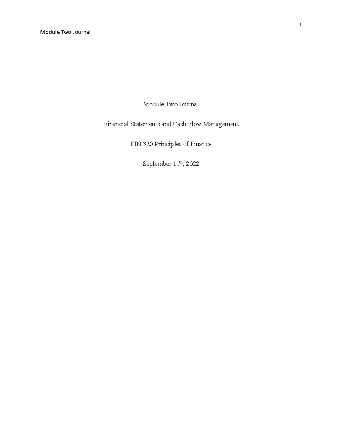 2.2 Journal Financial Statements and Cash Flow Management - Module Two ...