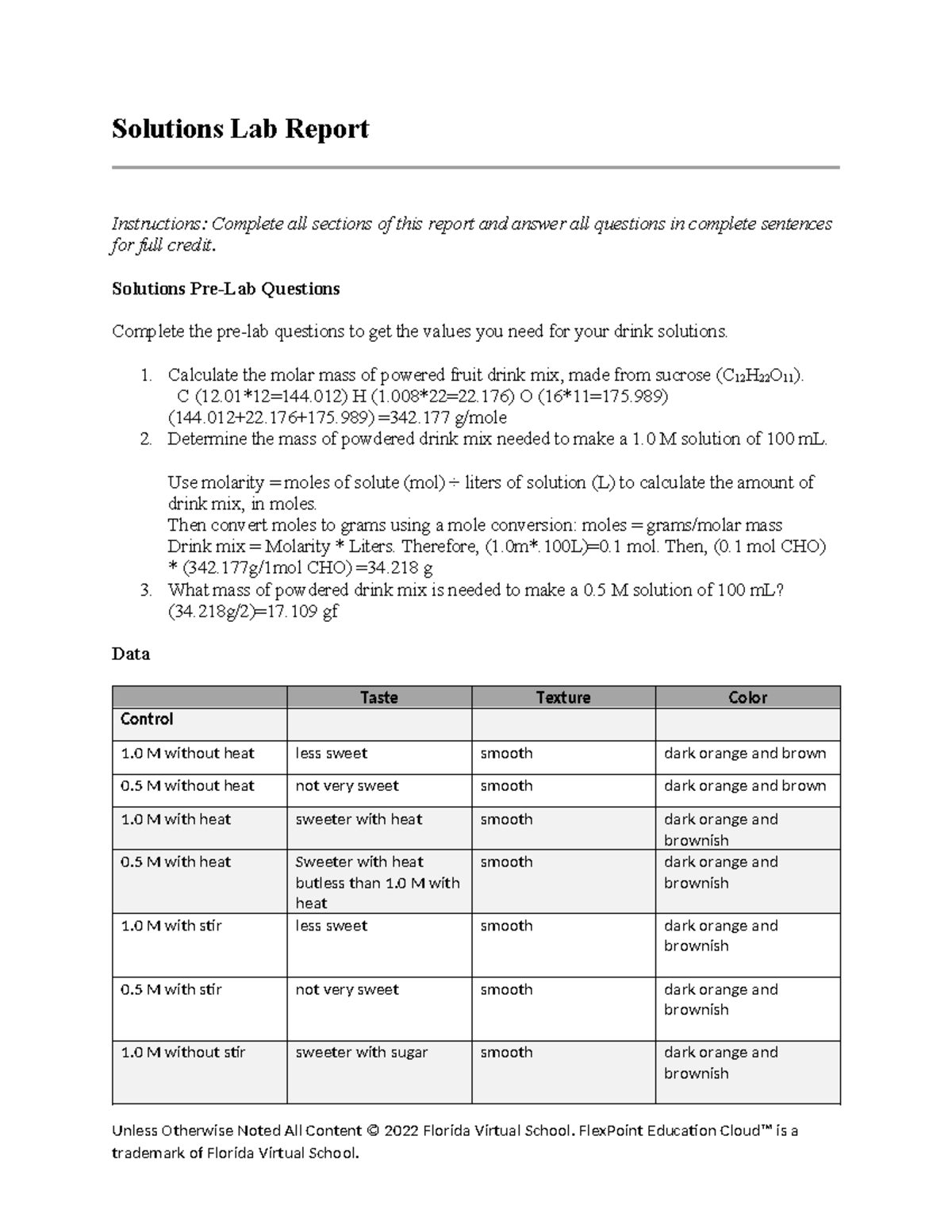8.03 flvs assignment - Solutions Lab Report Instructions: Complete all ...