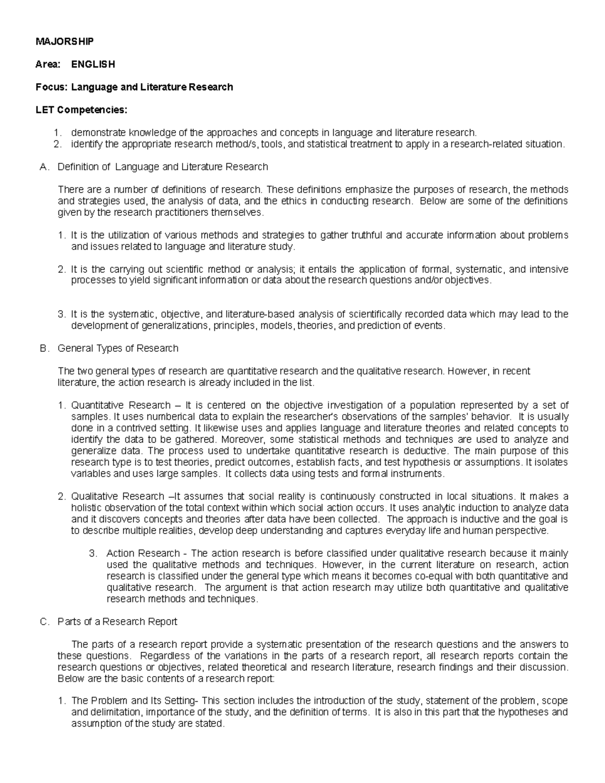 Language and Literature Research - demonstrate knowledge of the ...