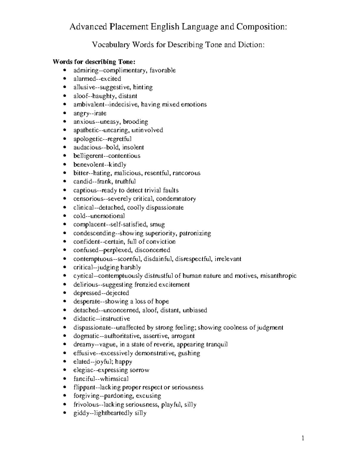 AP English Language and Composition -Tone-and-Diction-Word-List1 ...