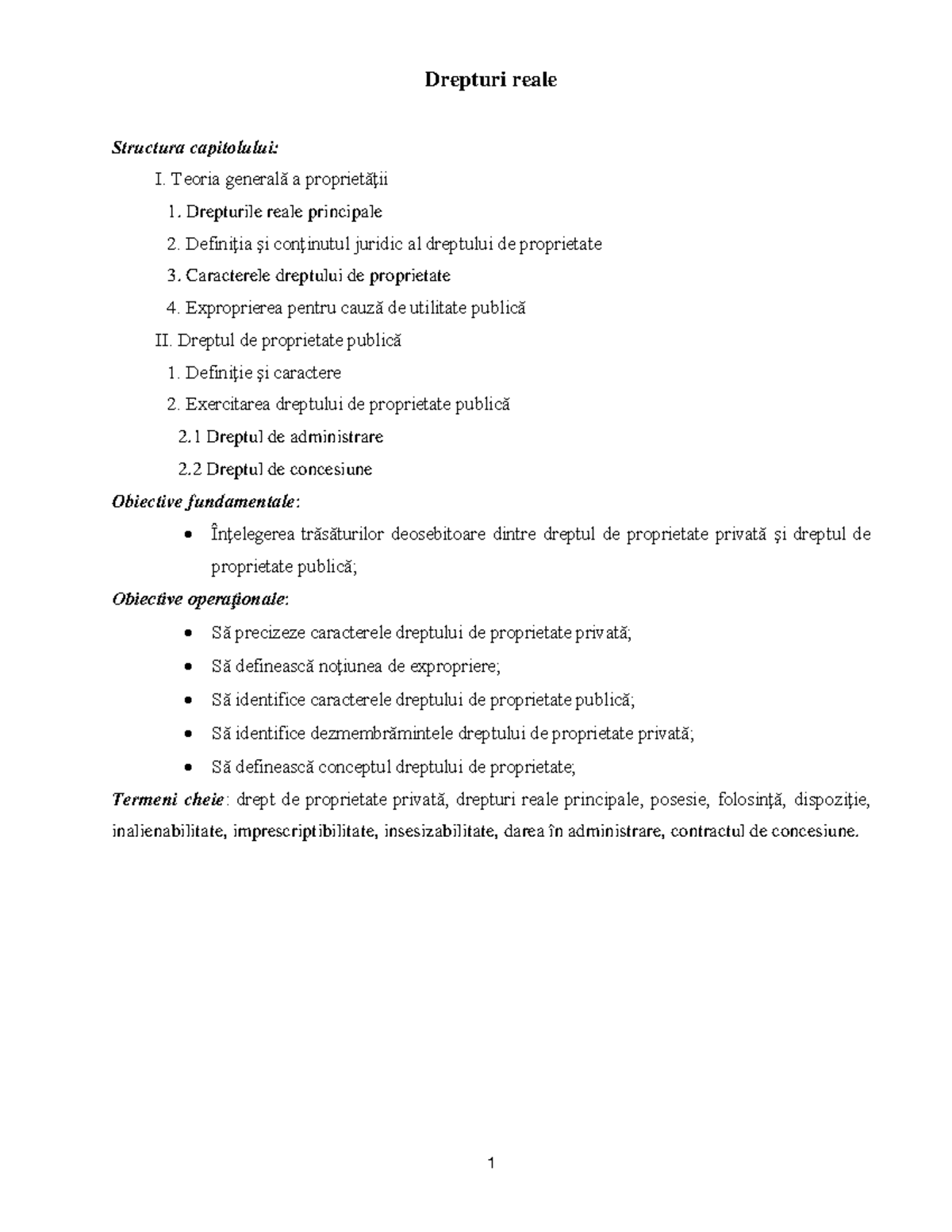 Civilsrch-docs - Eseu - 1 Drepturi reale Structura capitolului: I ...