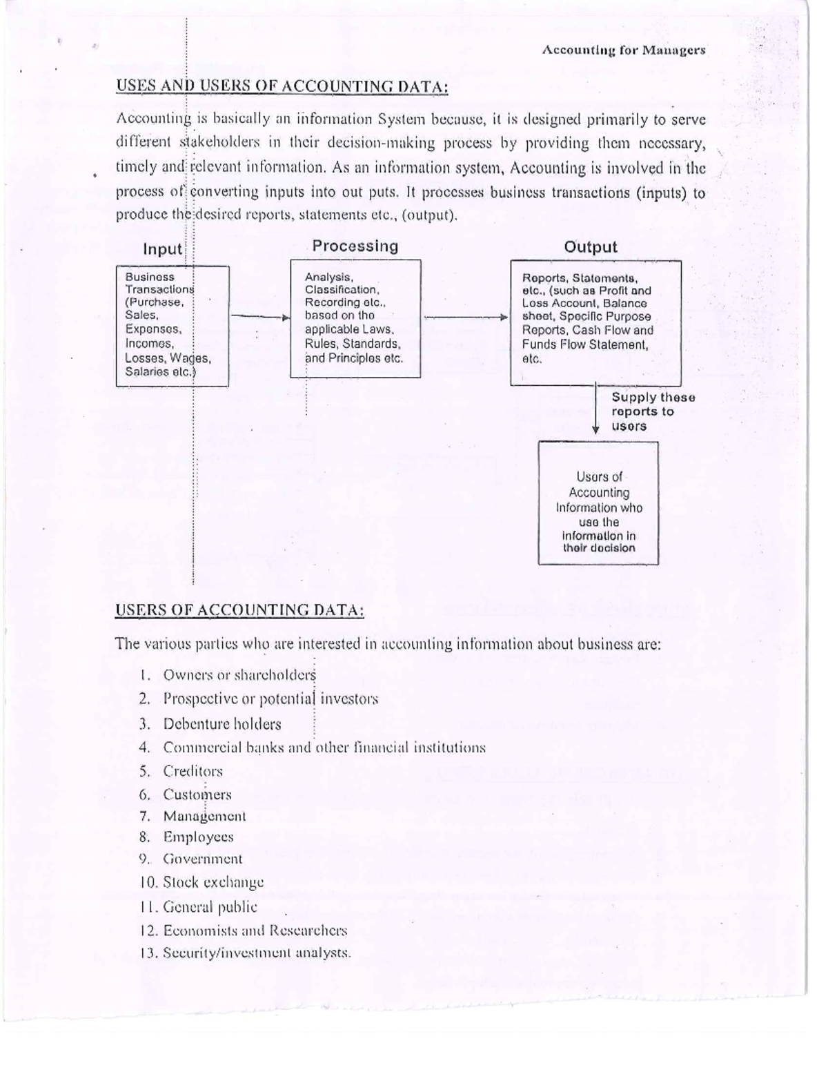 BAC Unit 1 - Basics of accounting and costing - Studocu