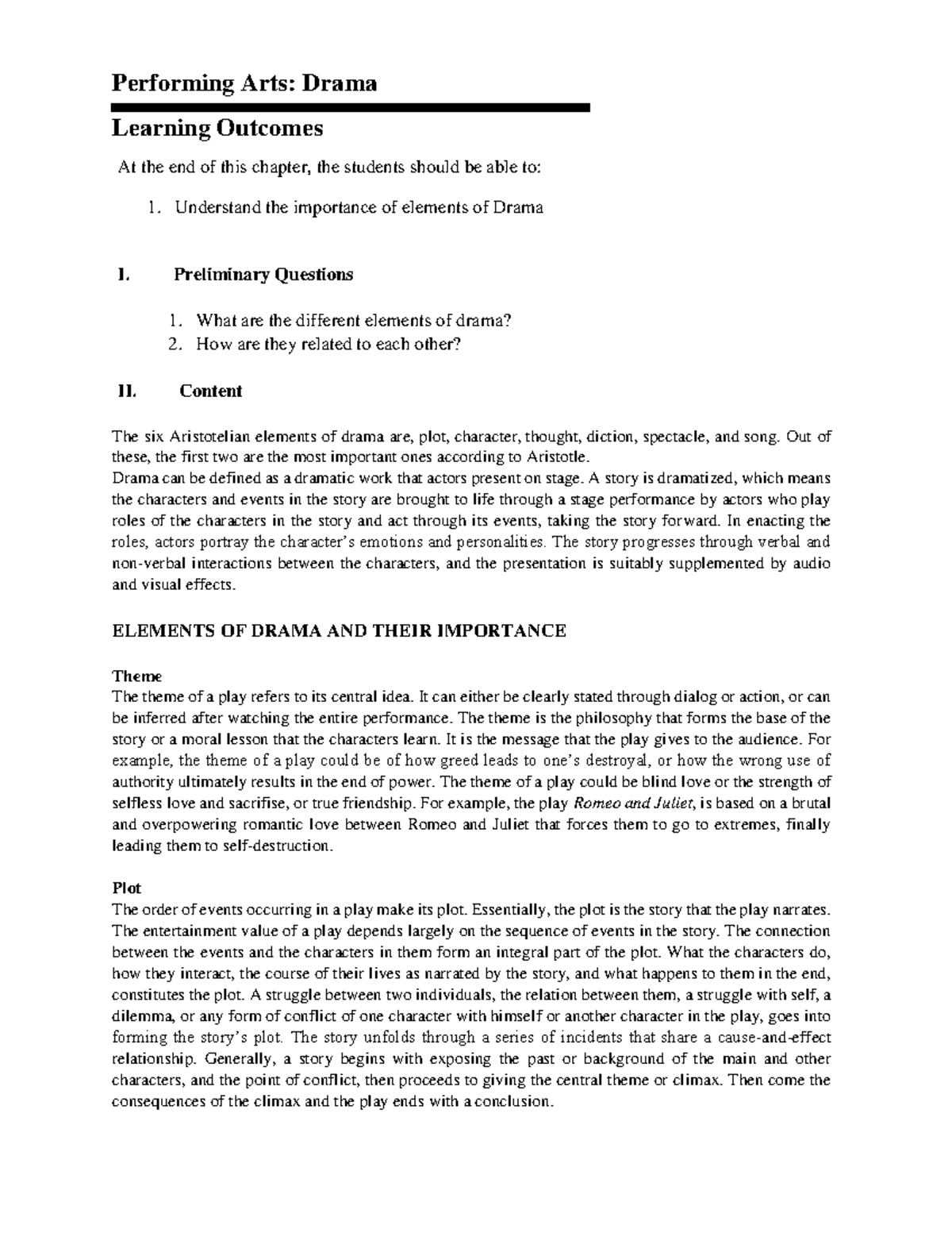 Performing Arts Drama - Topic 7 - Performing Arts: Drama Learning ...