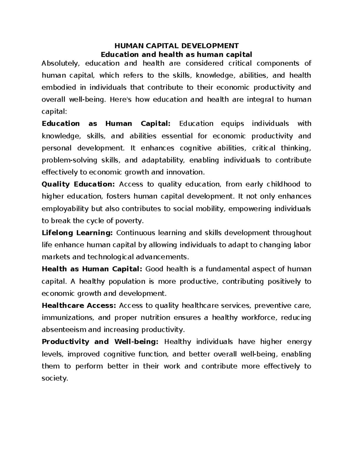 11. Human Capital Development - HUMAN CAPITAL DEVELOPMENT Education and ...