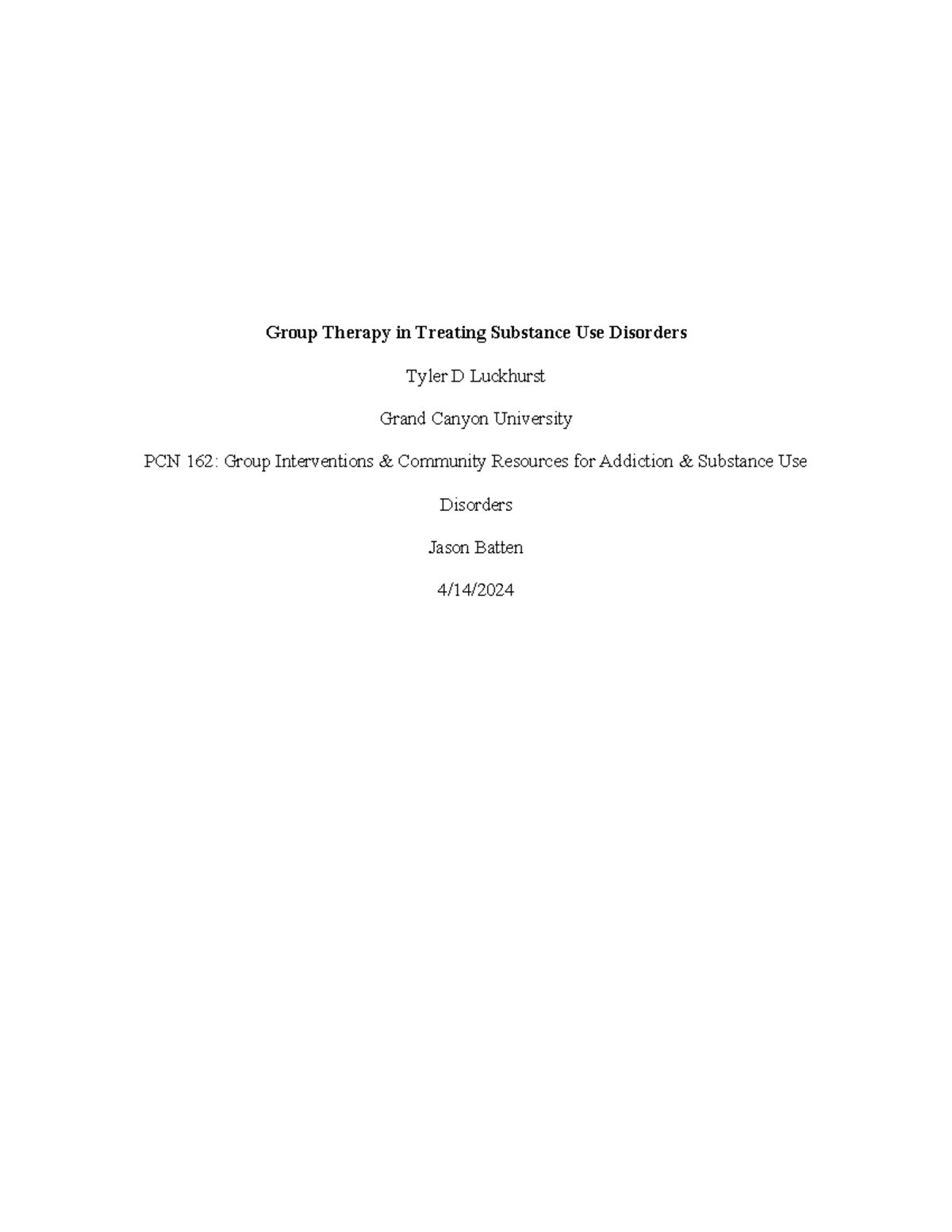 Group Therapy in Treating Substance Use Disorders Paper - Use these ...