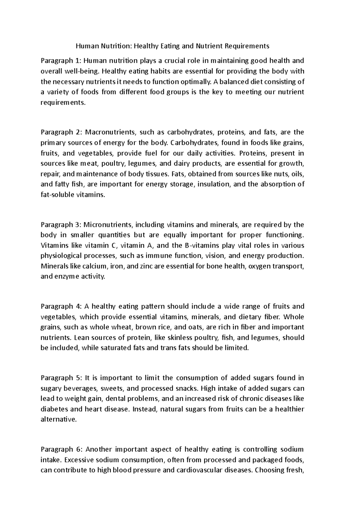 Human Nutrition - learning - Human Nutrition: Healthy Eating and ...