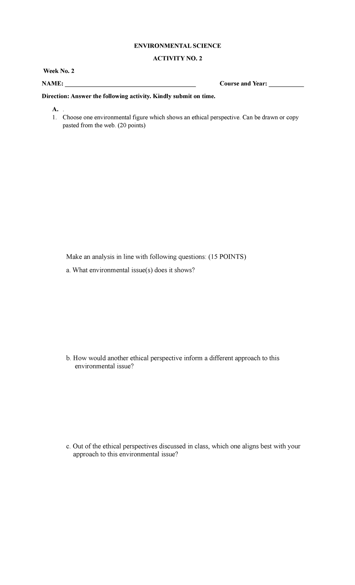 Week 2 Worksheet in Environmental Science - ENVIRONMENTAL SCIENCE ...