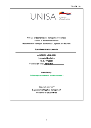 Assignment 1 Feedback to students for TRL 2604 - TRL2604 - Unisa - Studocu