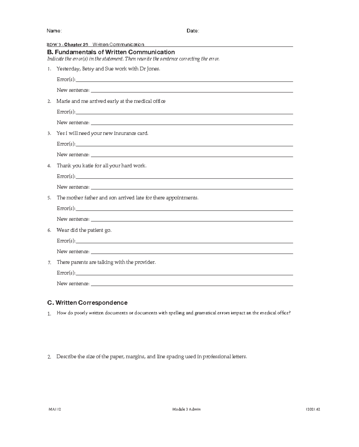 MA112 ROW 3 Chapter 25 - homework - ROW 3 - Chapter 2 5 Written ...