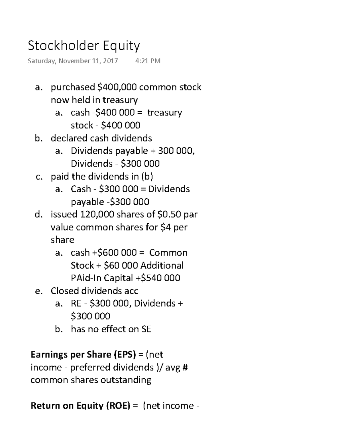 Stockholder Equity - COMM 2010 - Introduction to Financial Accounting ...
