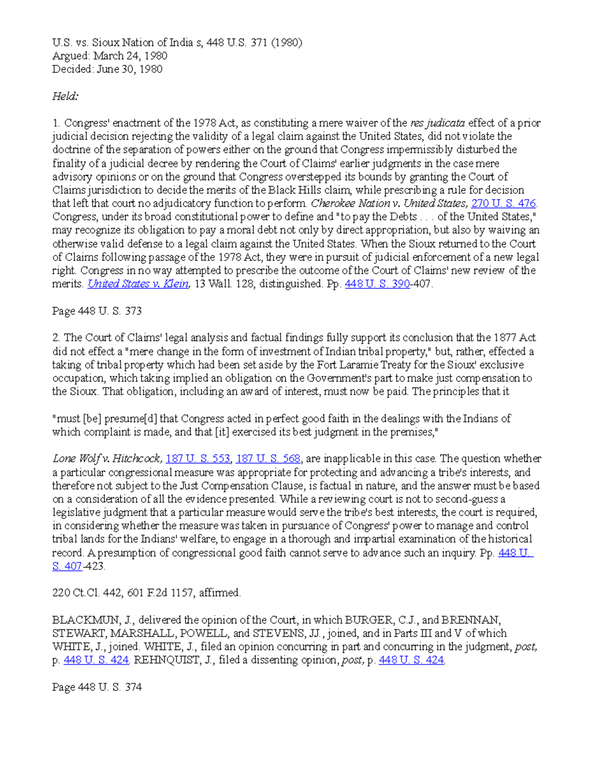 Native American Case - This course was taught by Professor Nash - U. vs ...