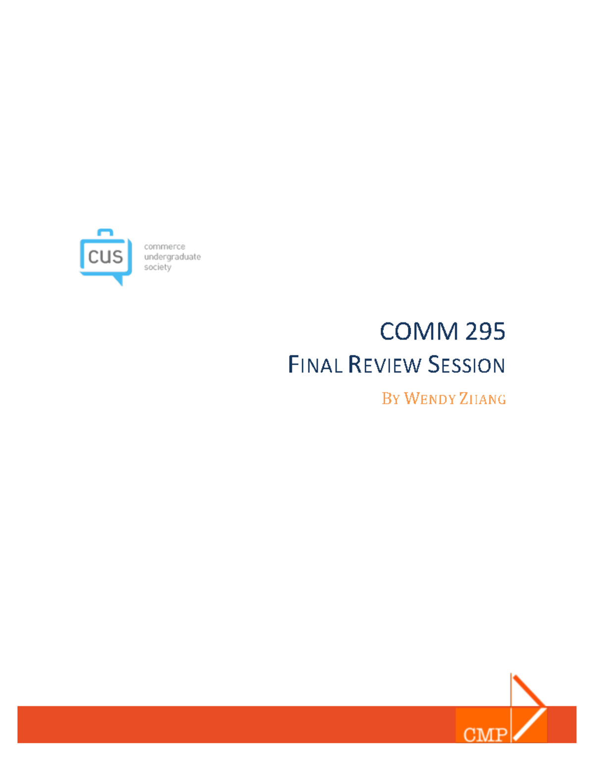COMM 295 Final Review Session Answer Key - business - Studocu