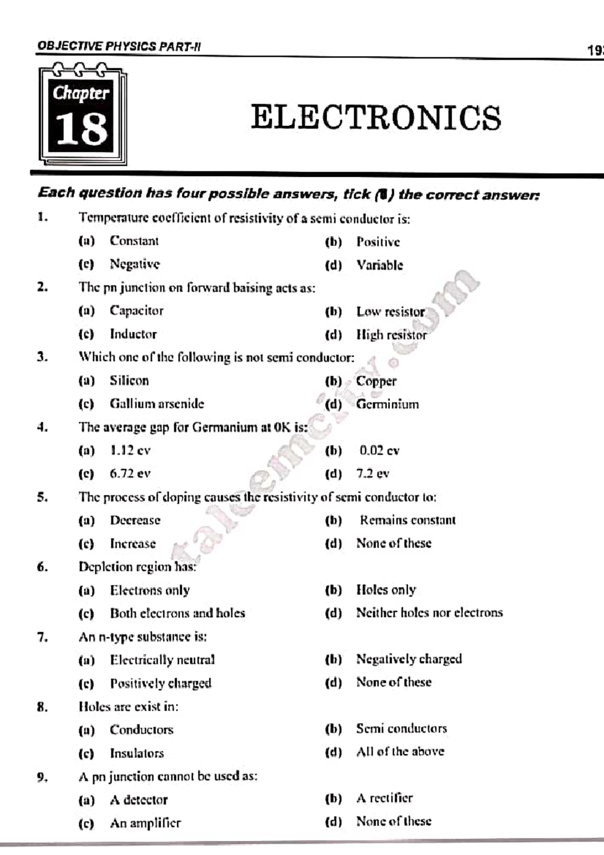 Electronics(Objective) - Basic Electronics - Studocu
