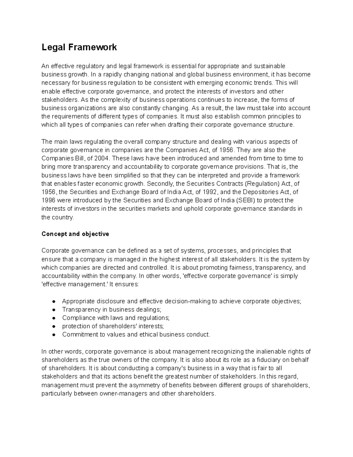 Legal Framework - In a rapidly changing national and global business ...