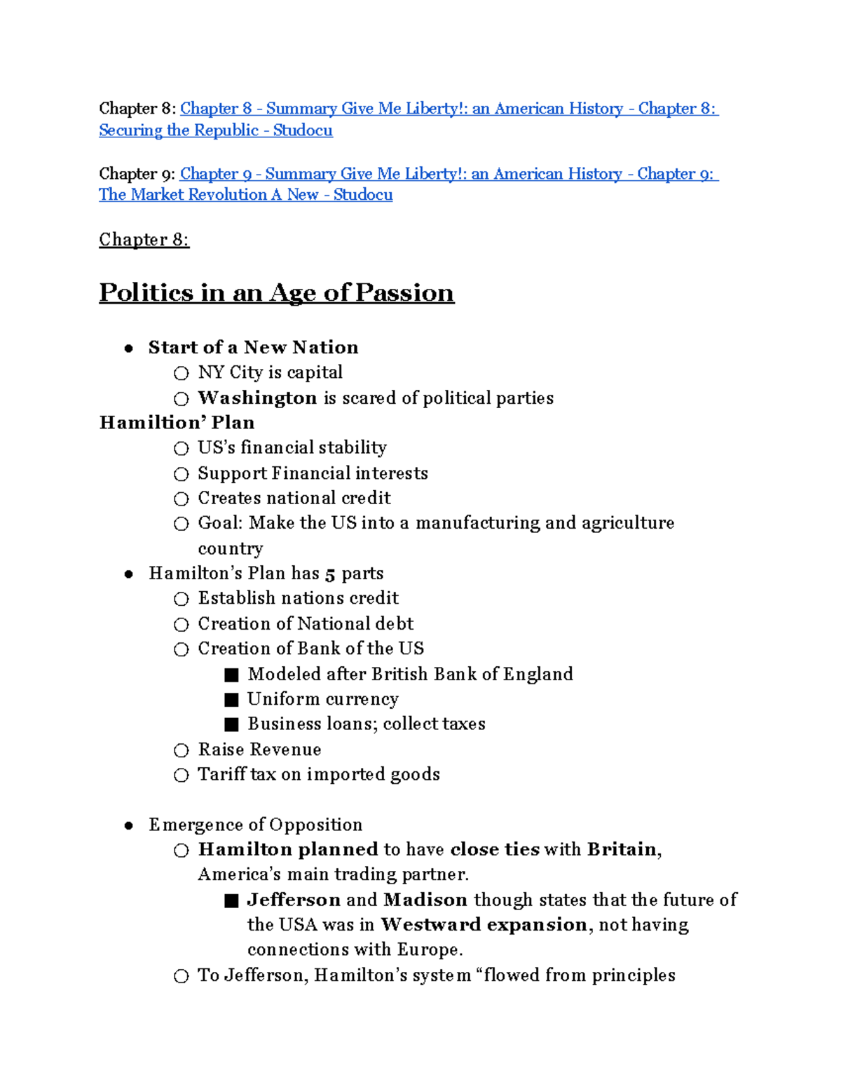 Ch. 8 and Ch. 9 Notes - Chapter 8: Chapter 8 - Summary Give Me Liberty ...