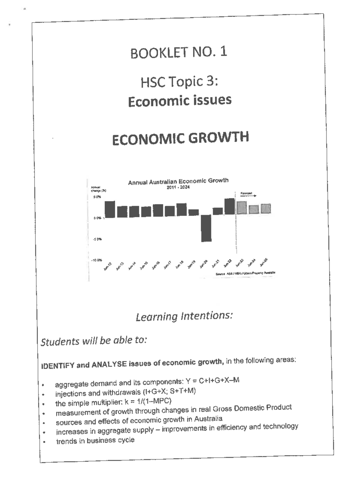 Topic 3 Booklet 1 - Economic Growth - Studocu