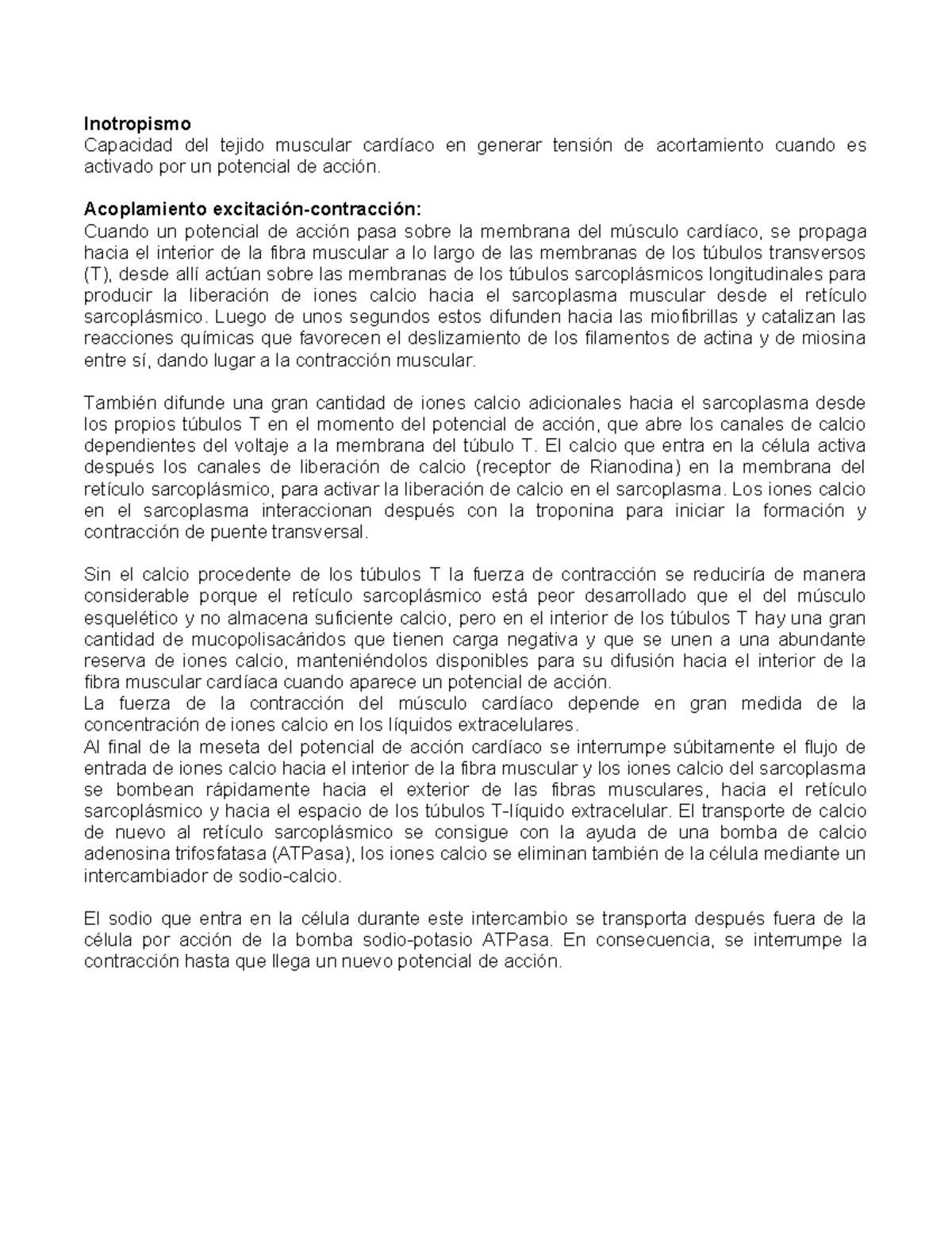 Inotropismo - Acoplamiento excitación-contracción - Inotropismo ...