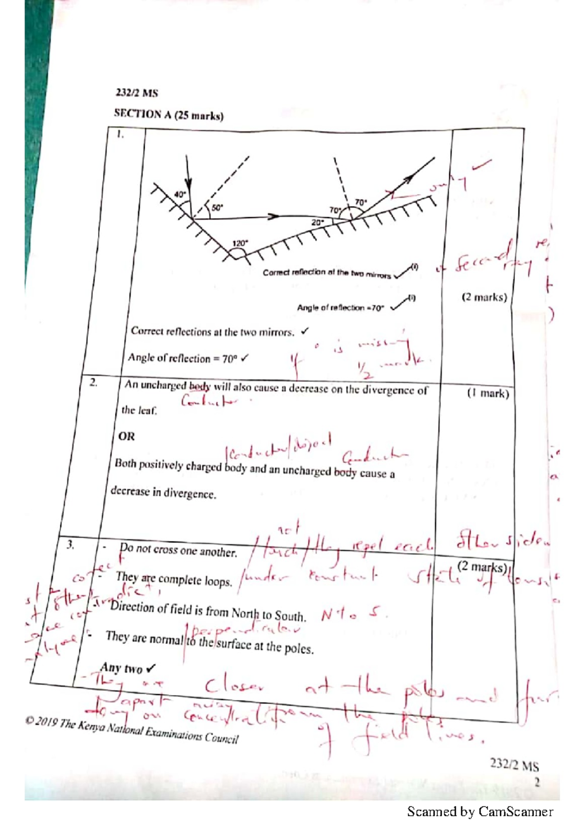 2019-physics papers 2 marking scheme 2019 - MS SECTION A (25 marks) 1 ...