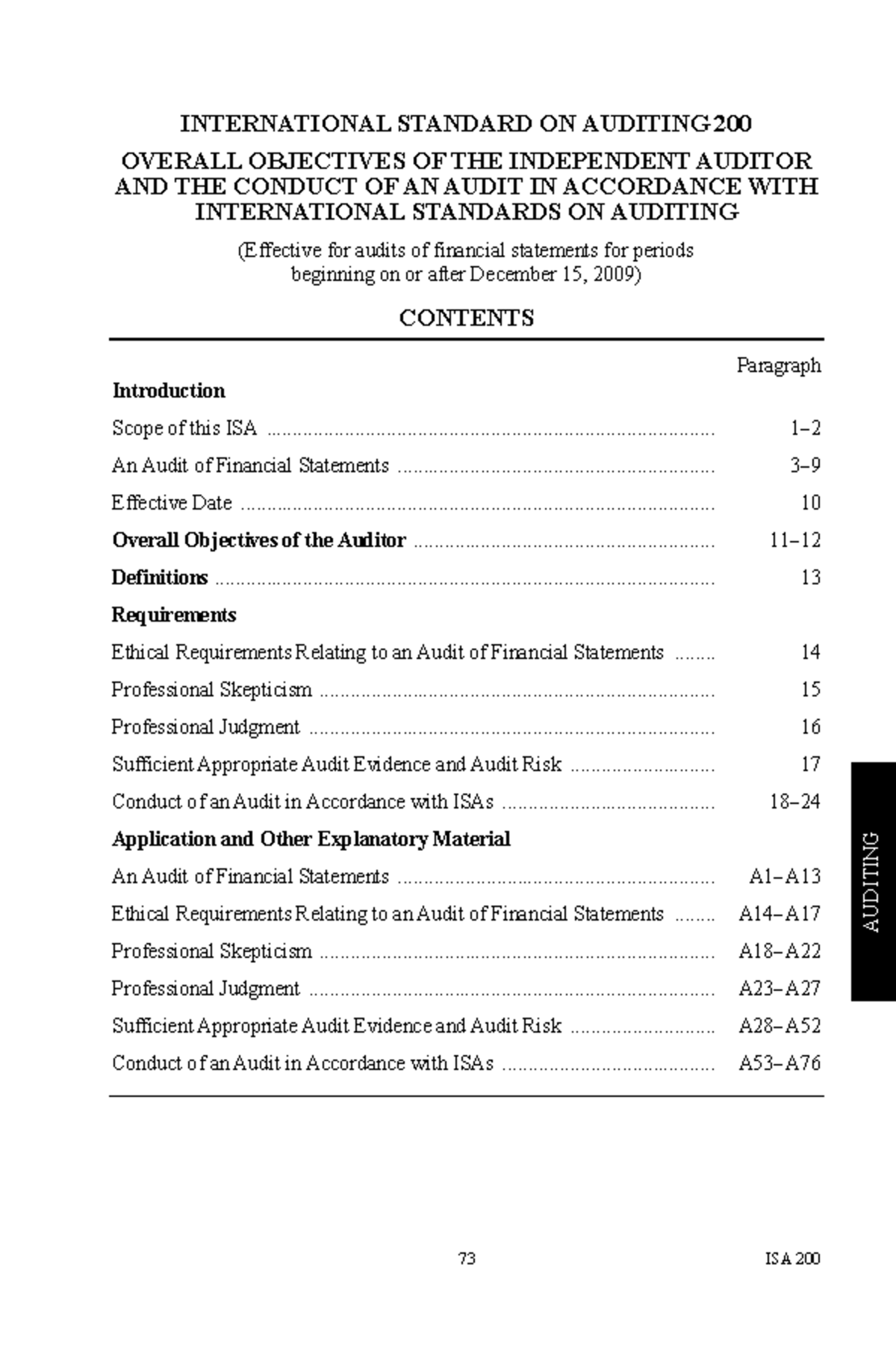 ISA 200 - International Auditing Standards - AUDITING INTERNATIONAL ...