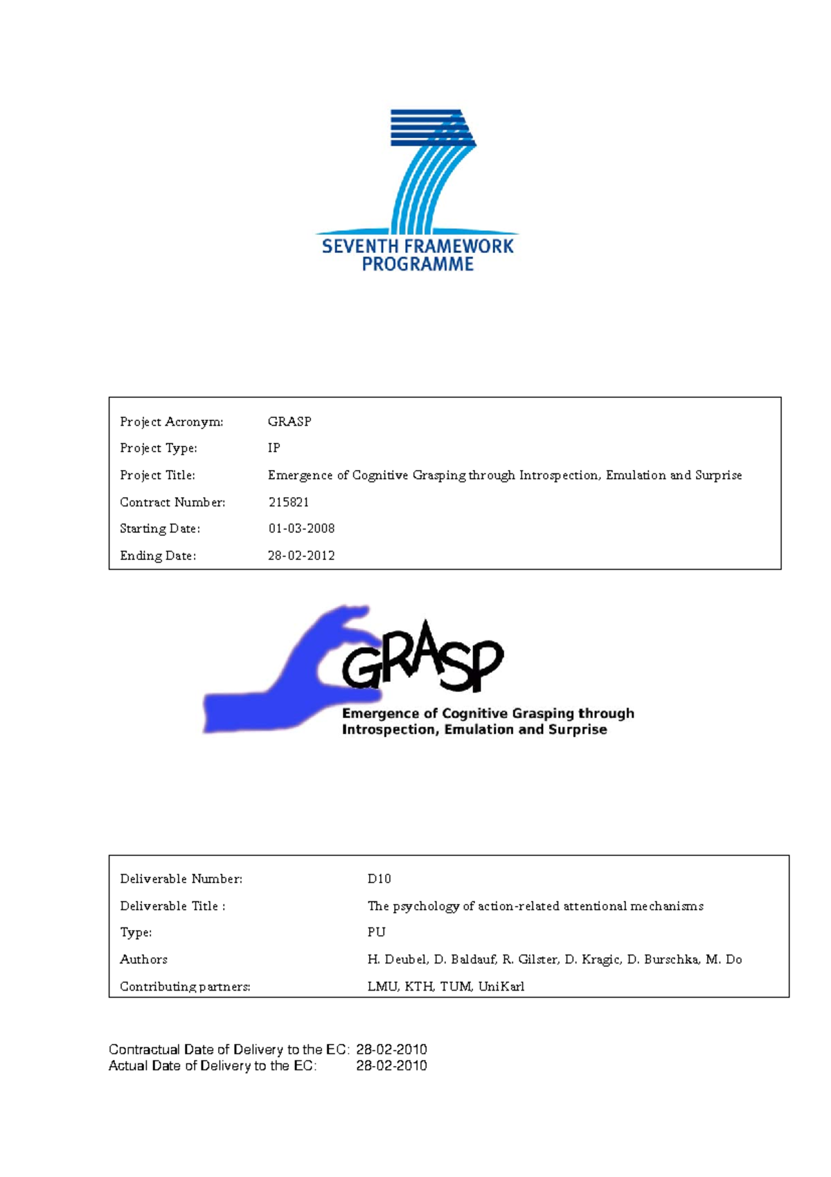 Project Acronym Grasp Project Type IP Pr - Project Acronym: GRASP ...