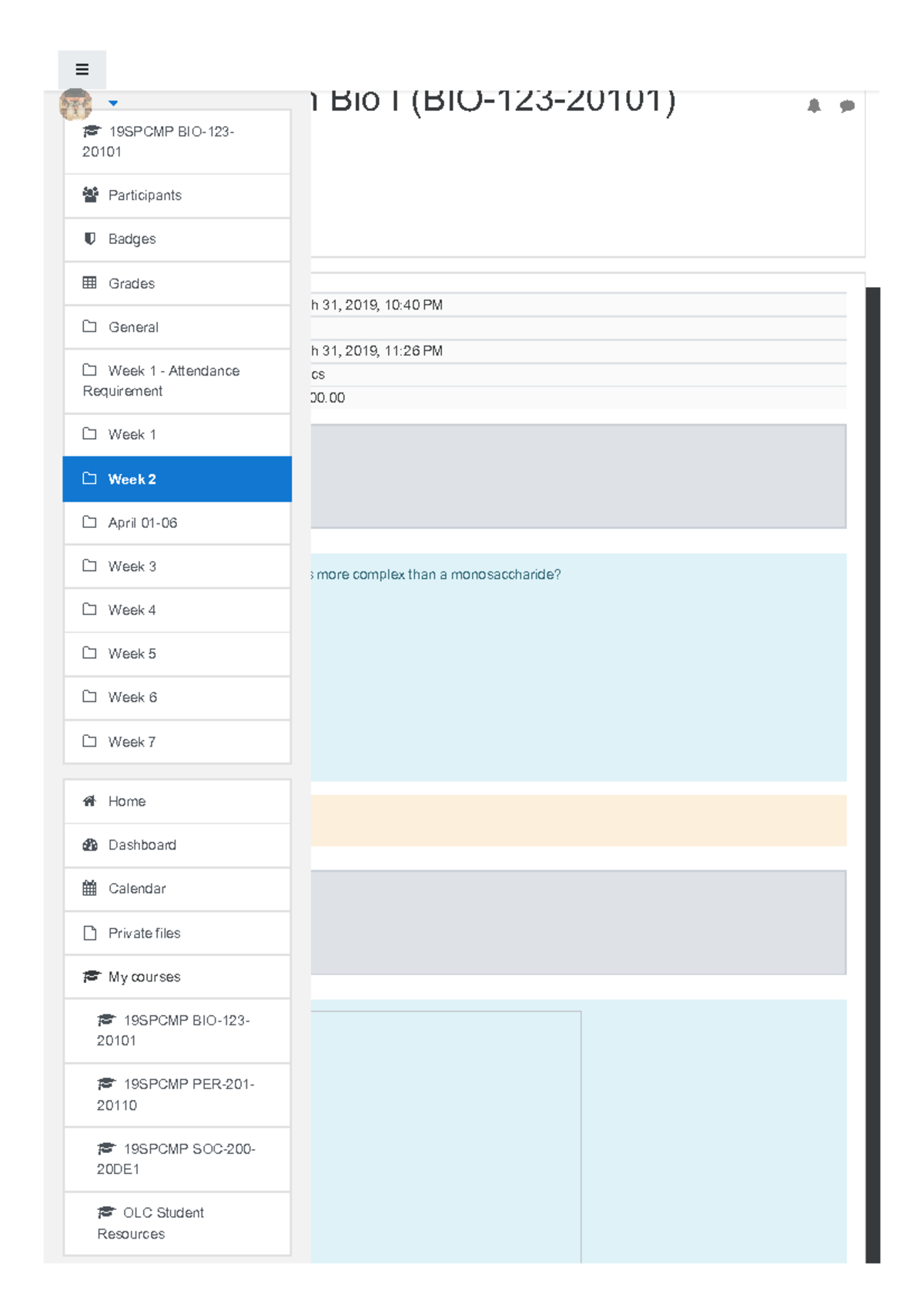 Exam 1 - BIO 123 - Home / My courses / 19SPCMP BIO-123- / Week 2 / Exam 1 19SPCMP Gen Bio I ...