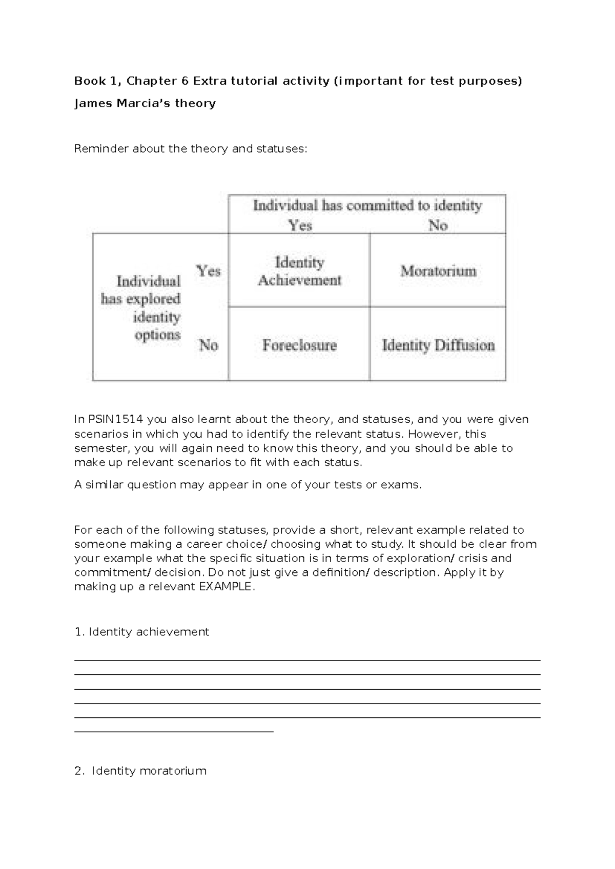 Book 1, chapter 6 extra tutorial activity - Book 1, Chapter 6 Extra ...