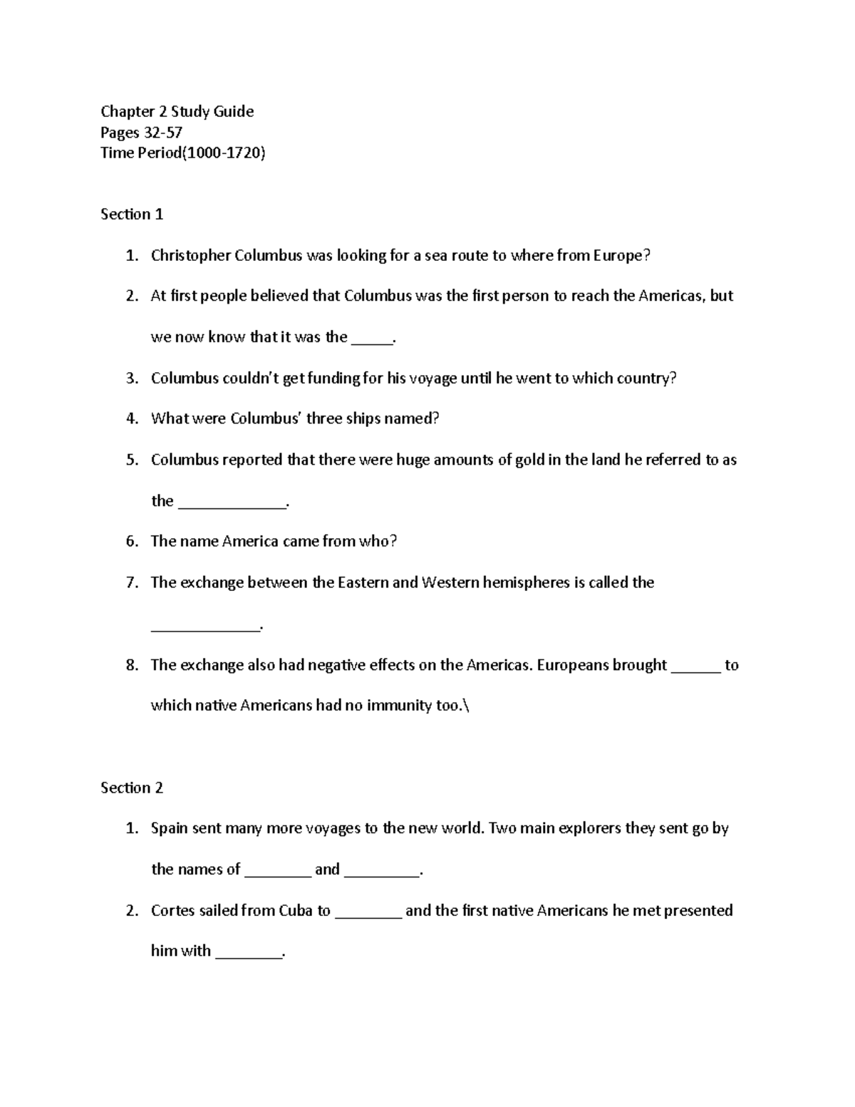 Chapter 2 Study Guide - cxcvfbg - Chapter 2 Study GuidePages 32- Time ...