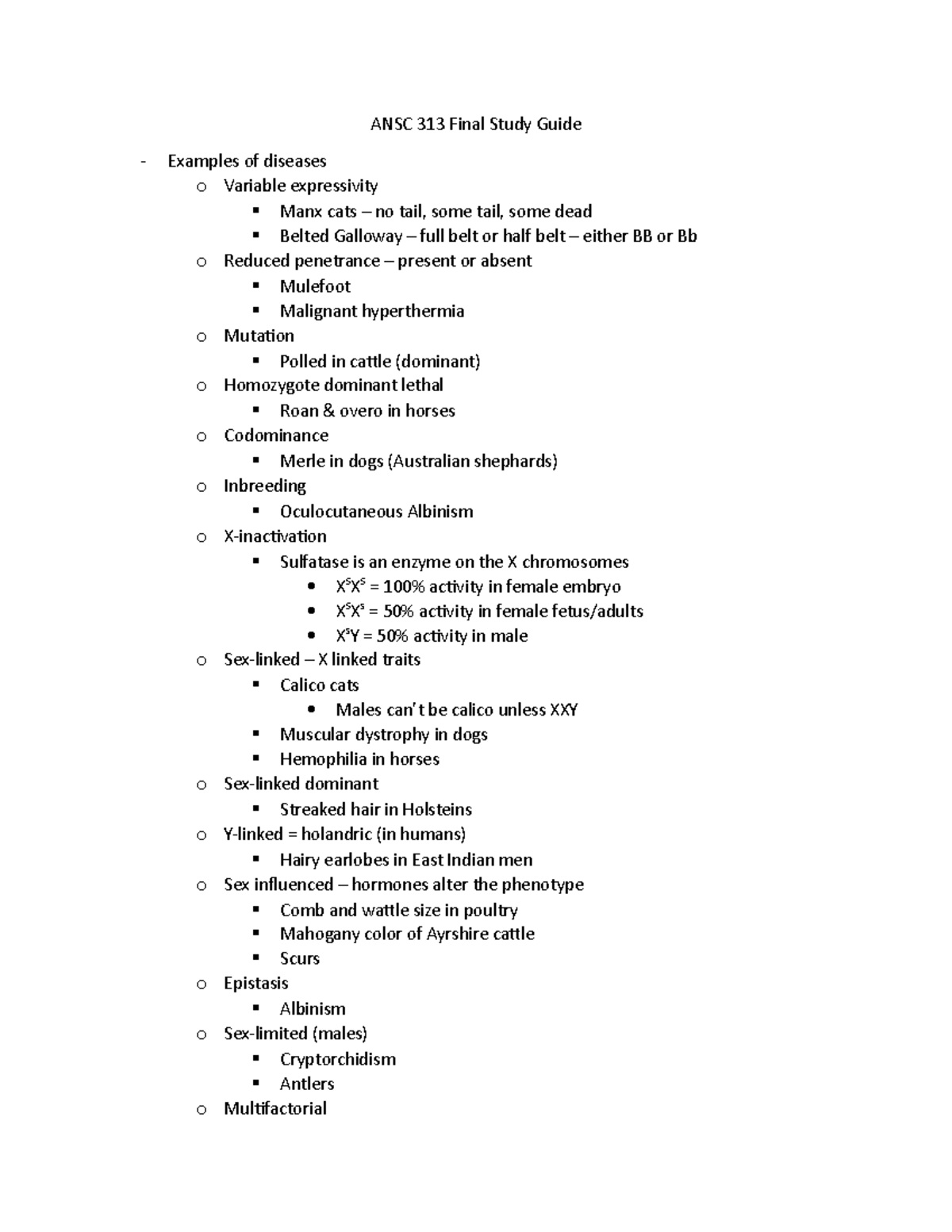 ANSC 313 Final Study Guide - ANSC 313 Final Study Guide Examples of ...