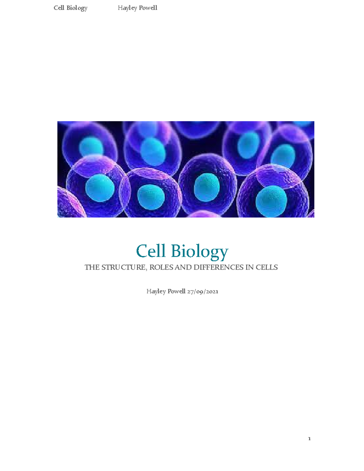 Cell biology report - 4000773X - Studocu