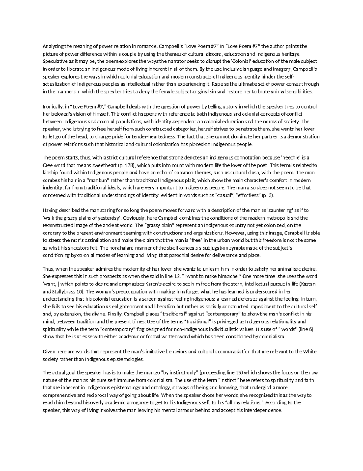 ENGL E2 - essay - Analyzing the meaning of power relation in romance ...