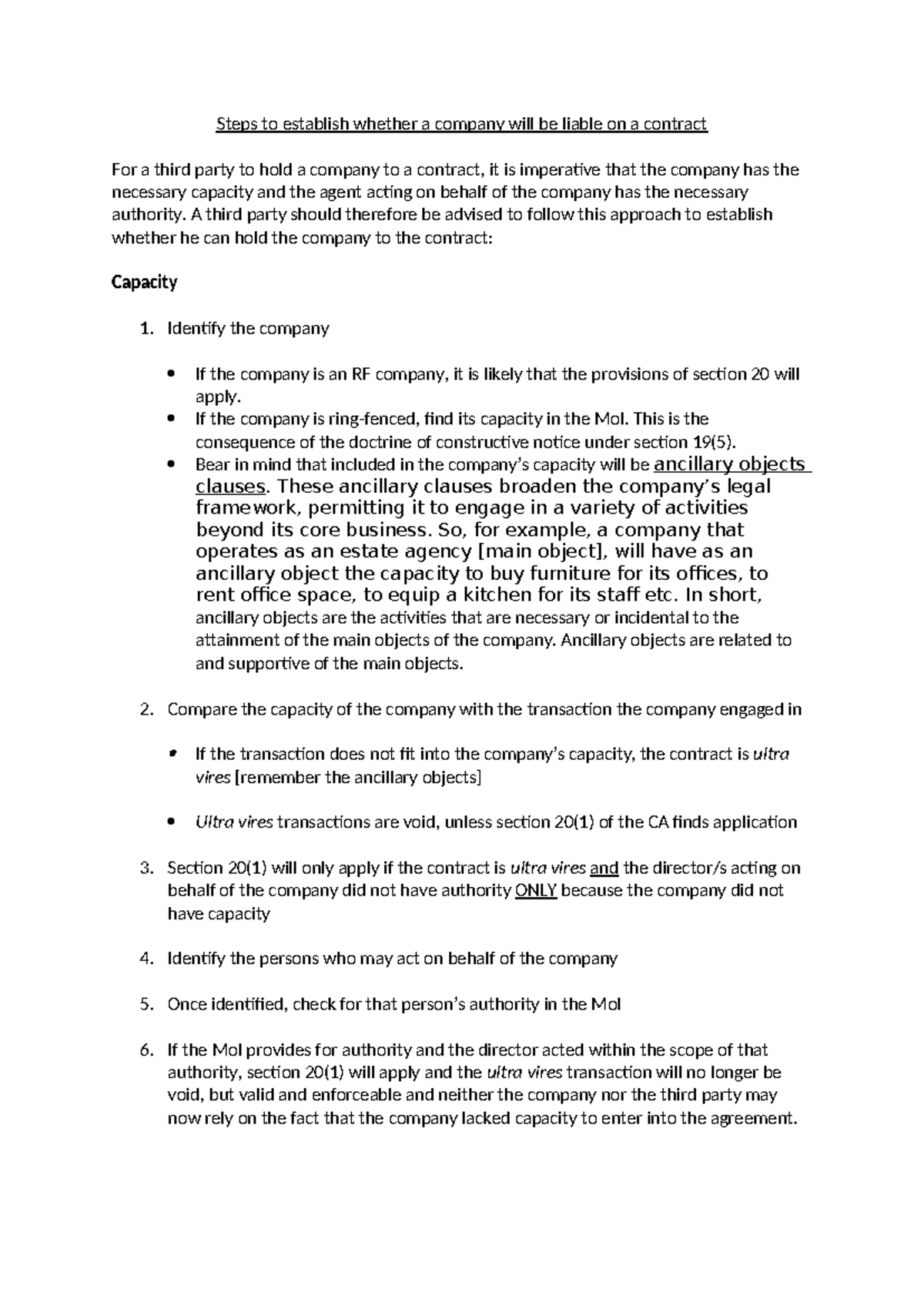 Steps to establish liability on a contract - Steps to establish whether ...