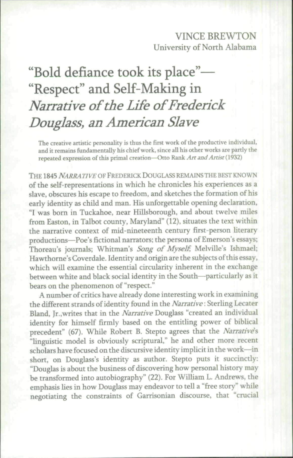 Bold Douglass - www - VINCE BREWTON University of North Alabama "Bold ...