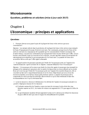 Notes Chapitre 1 - PRINCIPES D’ÉCONOMIE Chapitre 1- L’économique ...