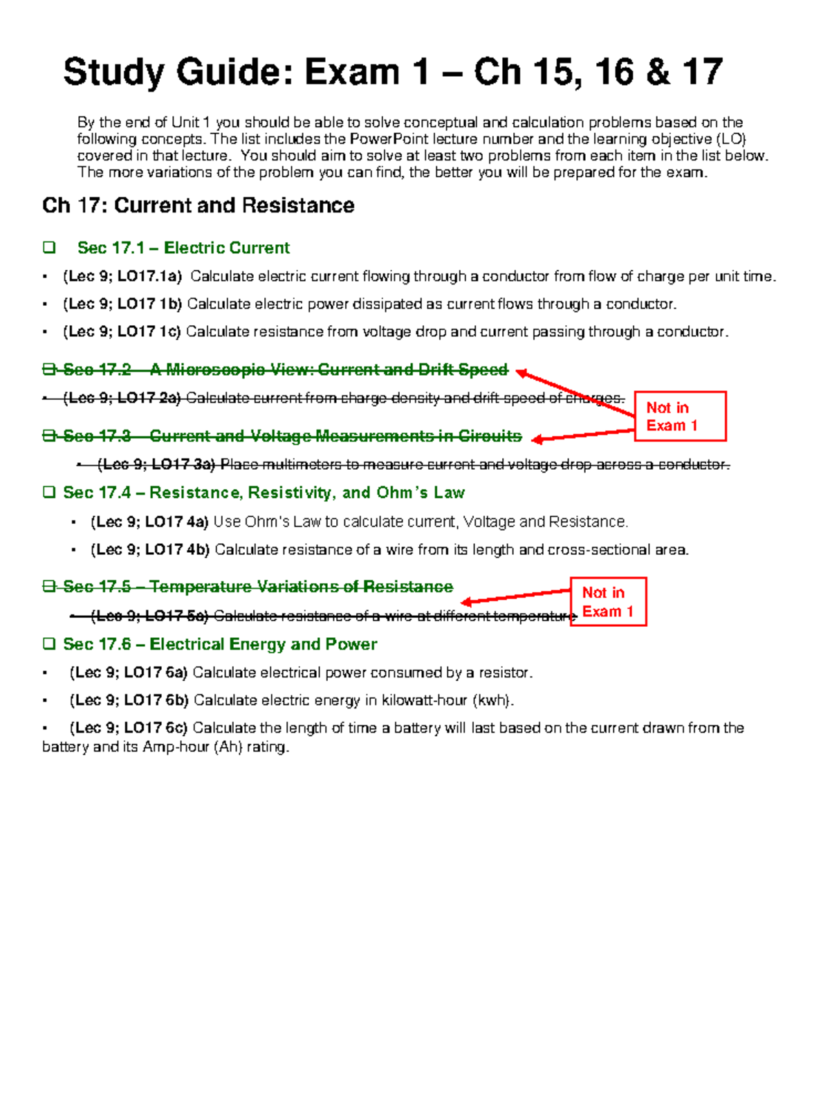 Ch17 Review Questions Calculation - Study Guide: Exam 1 – Ch 15, 16 ...
