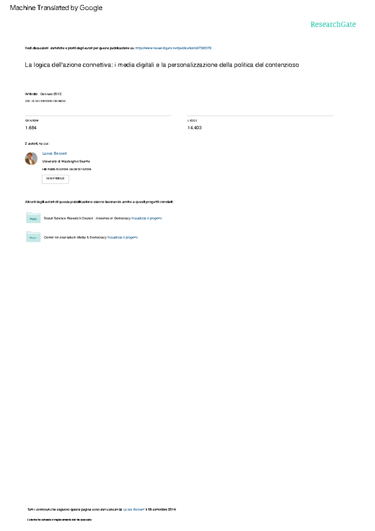 2012 i CS-LCA-Bennett Segerberg-Logicof Connective Action - Articolo ...
