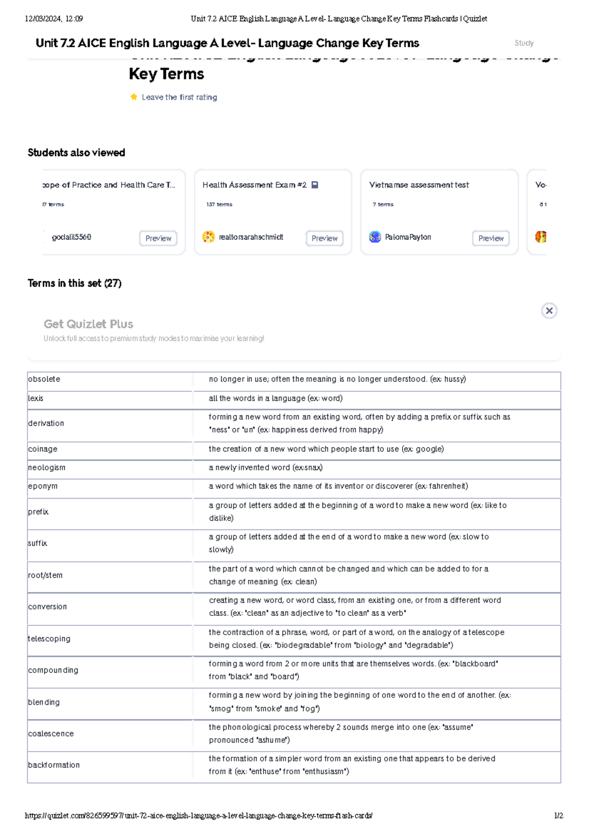 Unit 7.2 AICE English Language A Level- Language Change Key Terms Flashcards Quizlet - .. 87 ...