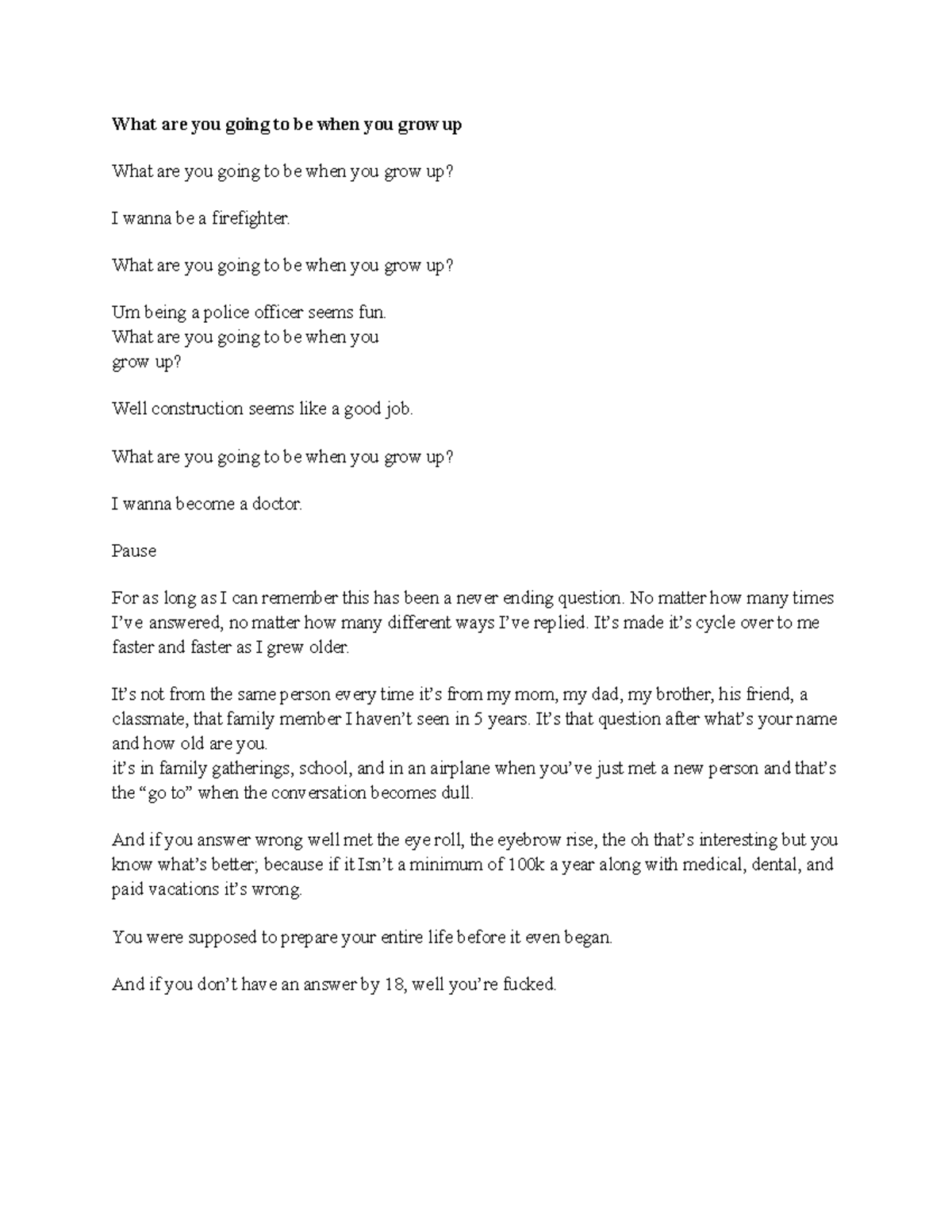 Avid poem 11 - Poem - What are you going to be when you grow up What ...