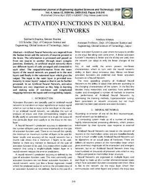 Reading - U6 - An introduction to artificial neural networks - Diffr - Studocu