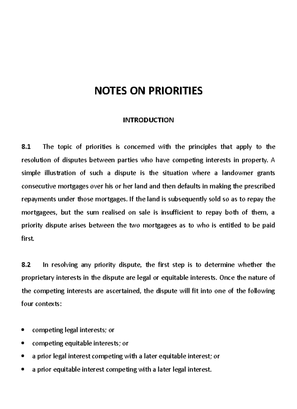 05 Real Property - Notes on Priorities - NOTES ON PRIORITIES ...