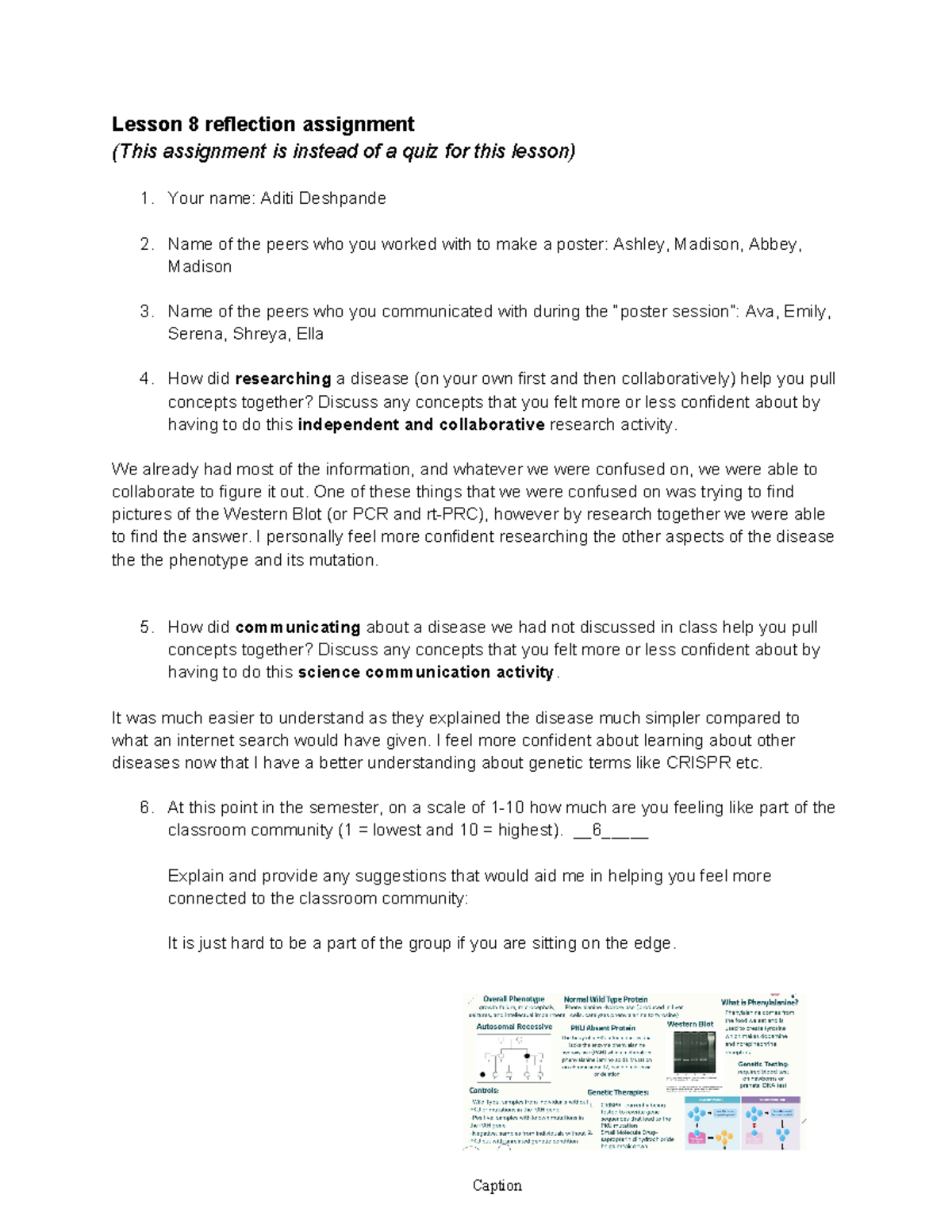 Lesson 8 reflection - Lesson 8 reflection assignment (This assignment ...